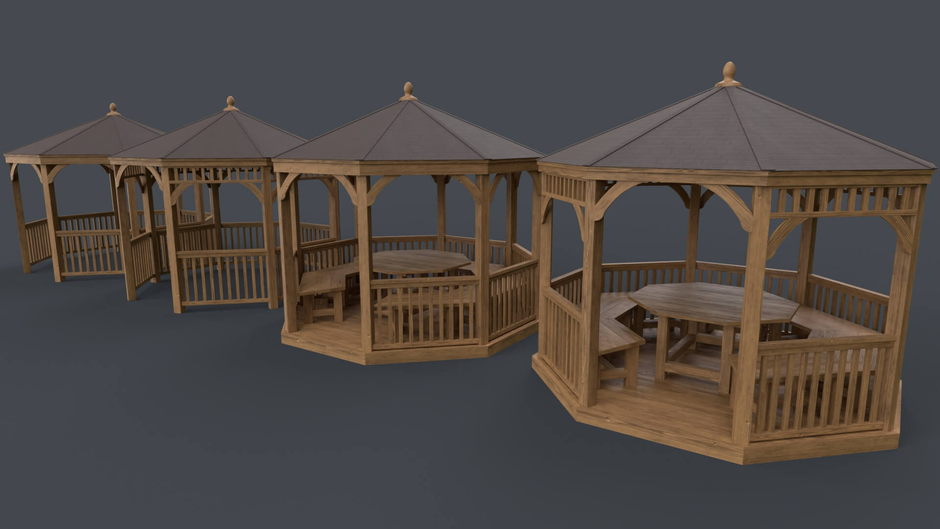 Wooden Pergola Gazebo E3 - 3D Model by PBR Cool