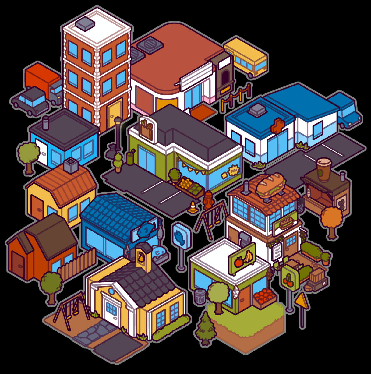 Free City Builder - (Tileset) Free 2D Game Asset by penzilla