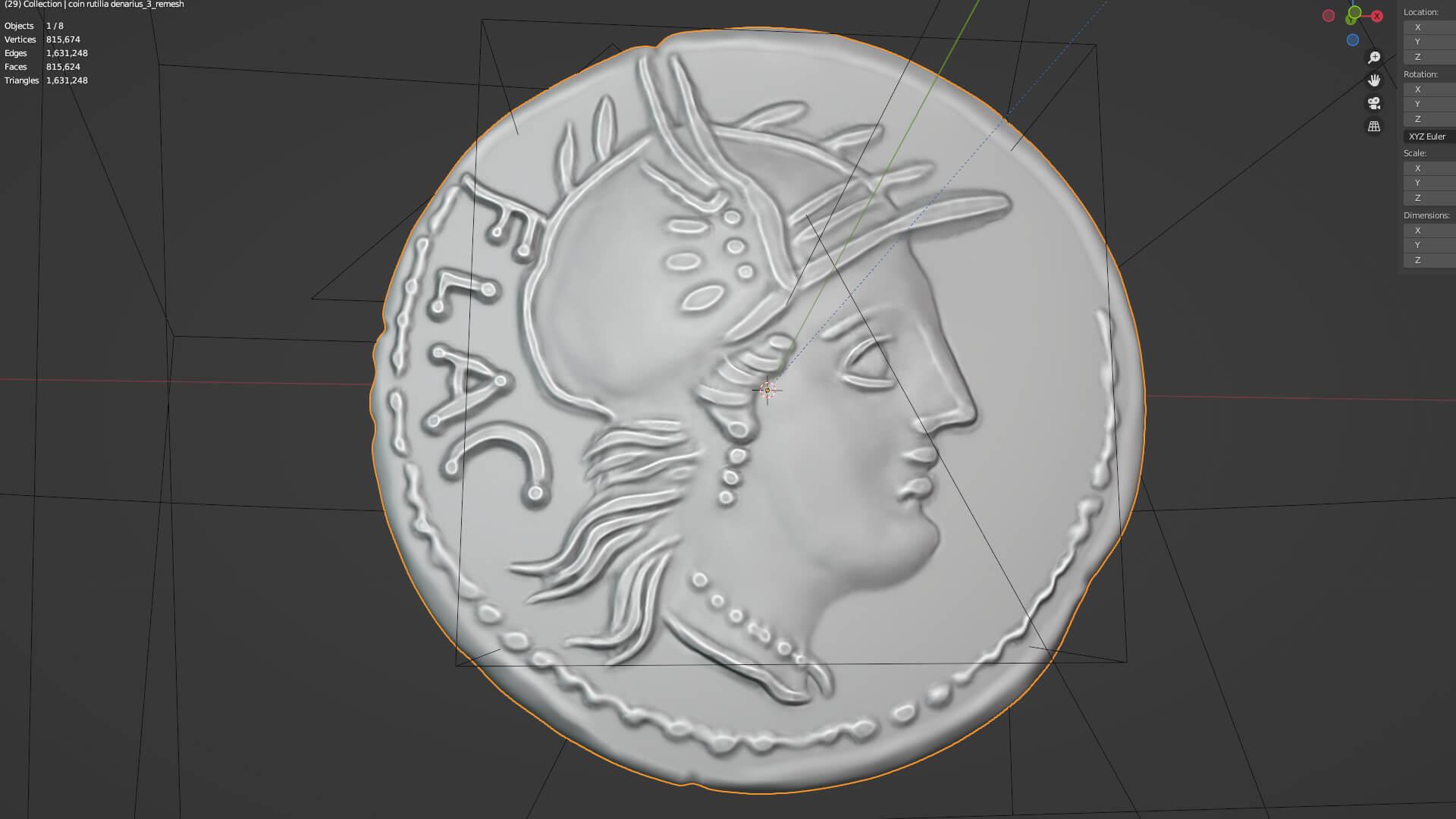 Denarius Rutilia Coin - 3D Model by Petar Doychev