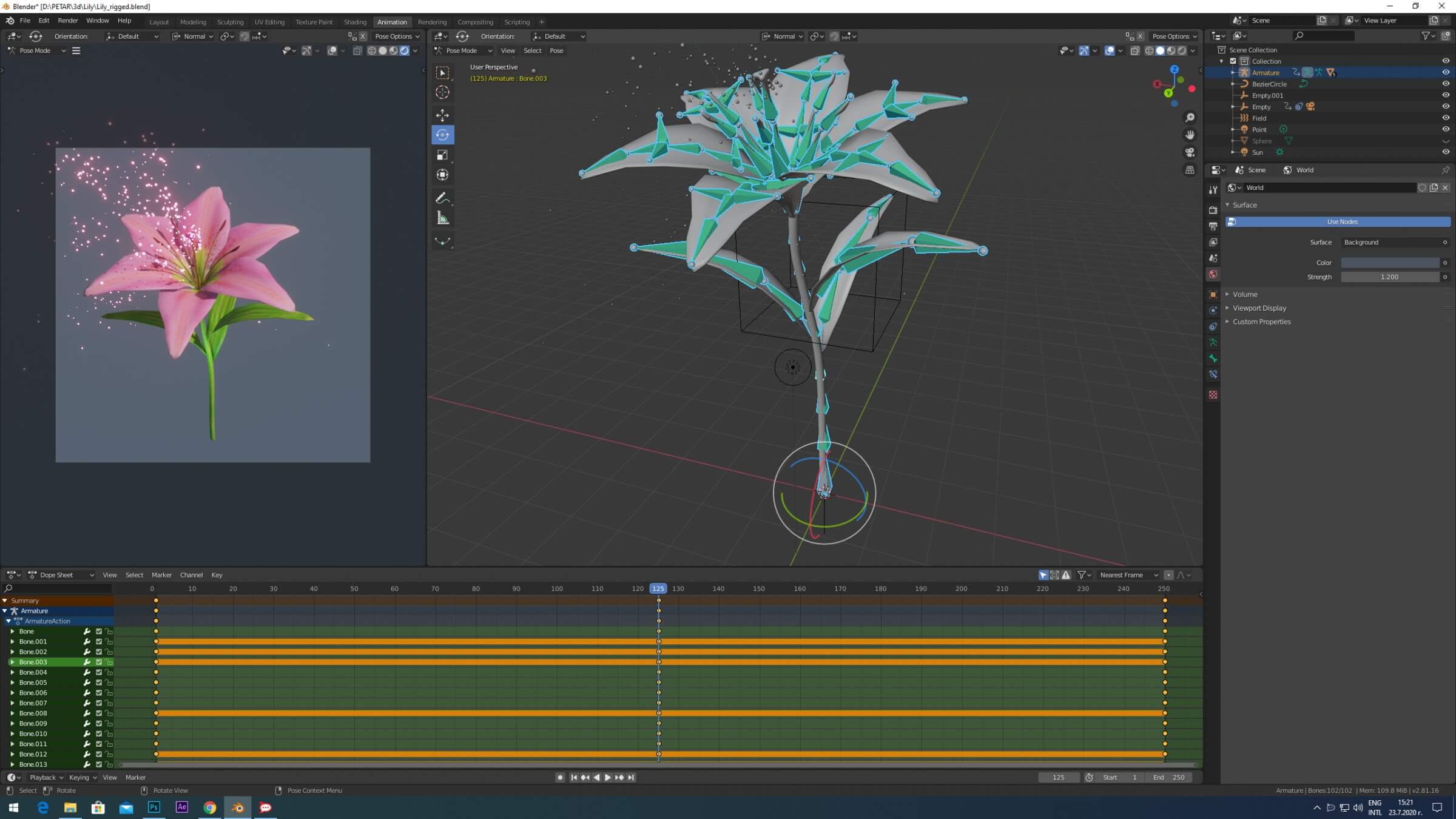 Animated Lily Flowers - 3D Model by Petar Doychev
