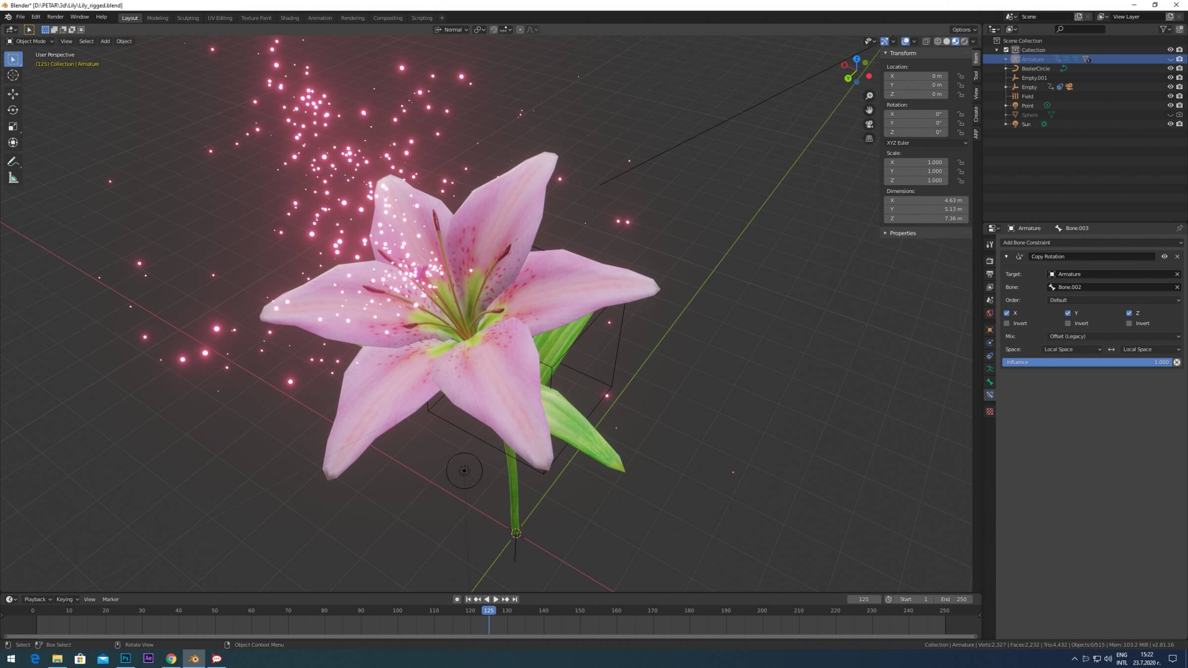 Animated Lily Flowers - 3D Model by Petar Doychev