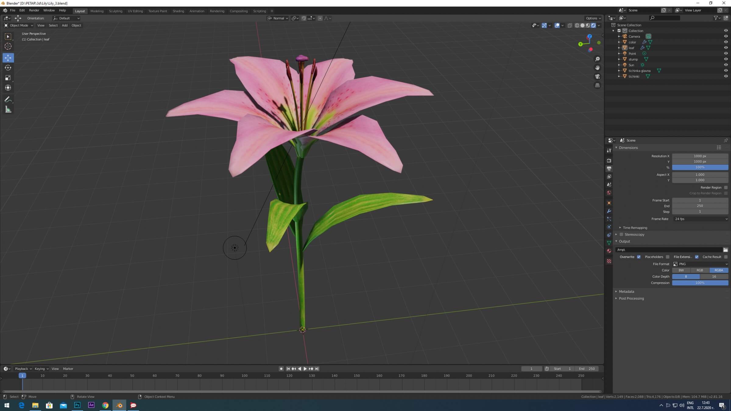 Animated Lily Flowers - 3D Model by Petar Doychev