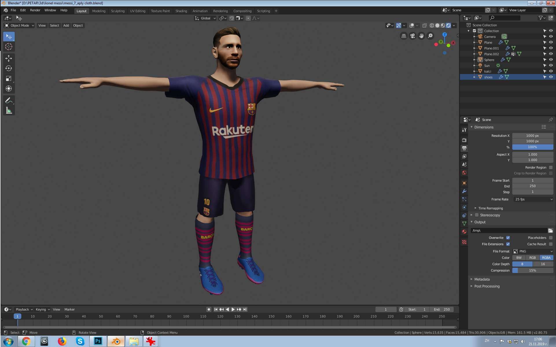 Lionel Messi - 3D Model by Petar Doychev