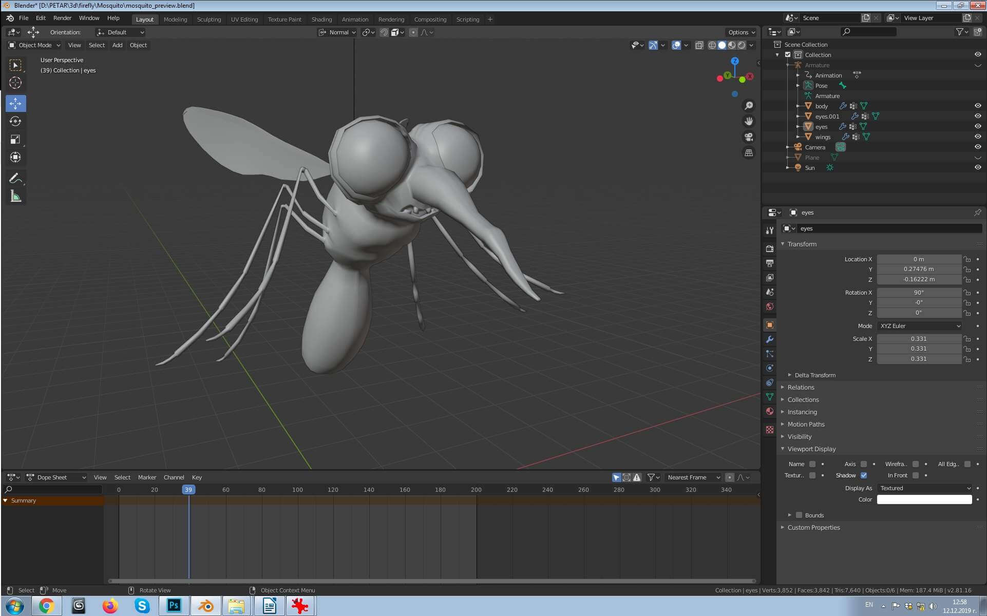 Mosquito - 3D Model by Petar Doychev