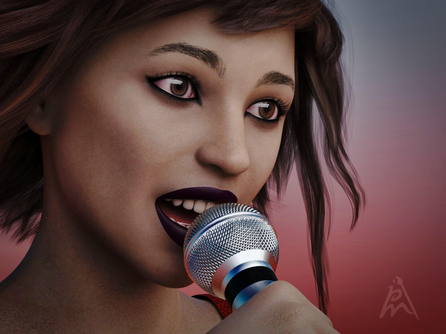 Bethany Singing 3D Render, Digital Art by Petege
