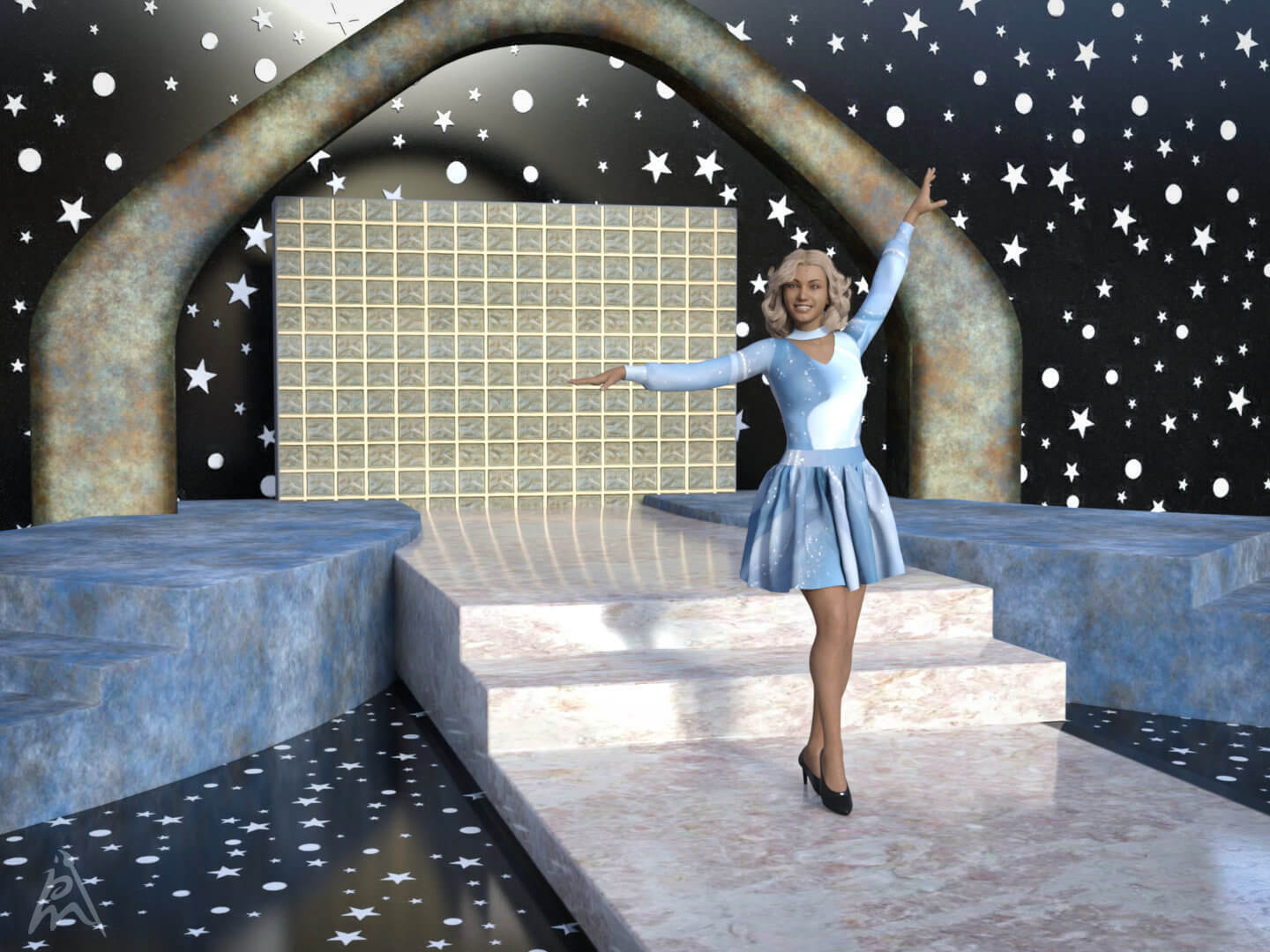 Dancing on the Stage 3D Render, Digital Art by Petege