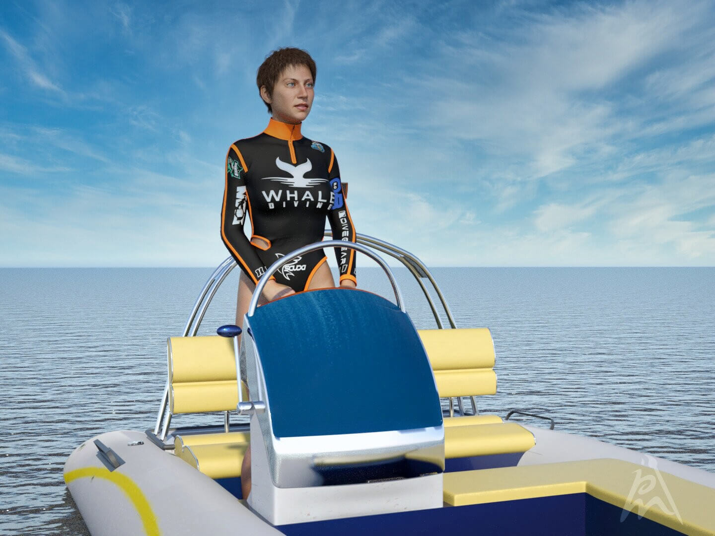 Diving 3D Render, Digital Art by Petege