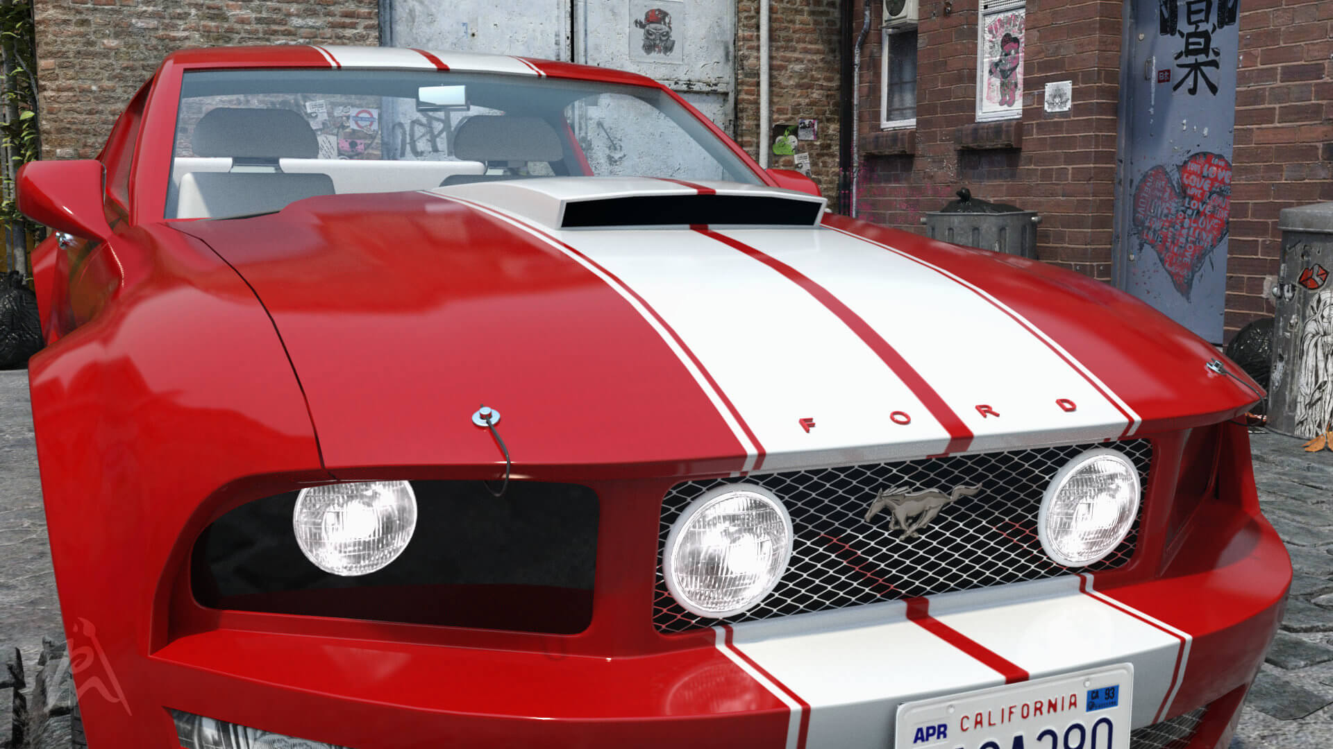 Mustang 3D Render, Digital Art by Petege