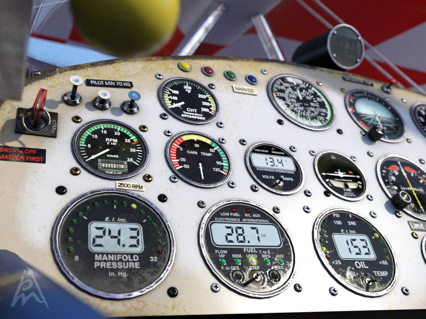 Pitts Special Stunt Plane 3D Render, Digital Art by Petege