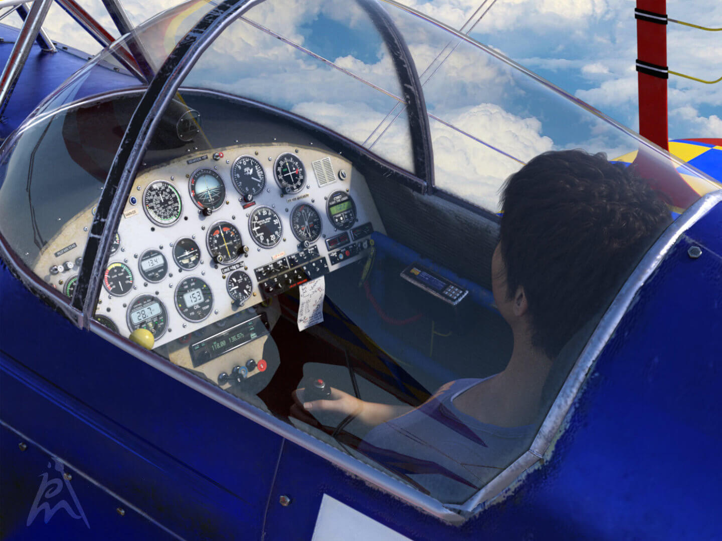 Pitts Special Stunt Plane 3D Render, Digital Art by Petege