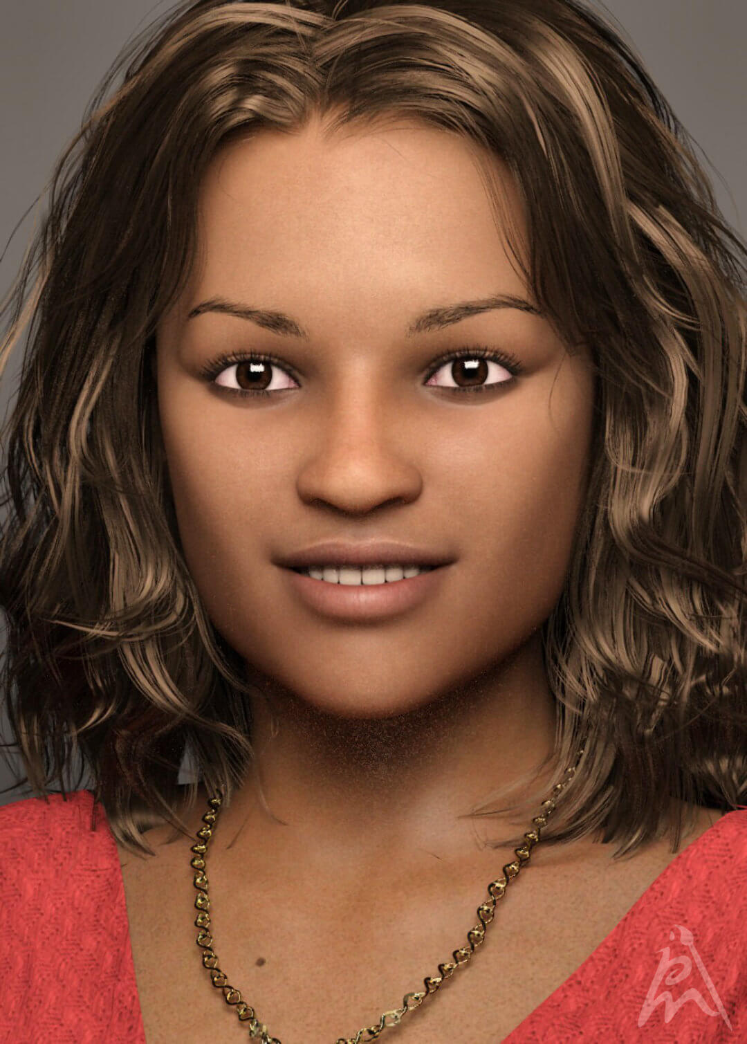 Portrait of Amelia Ebbet 3D Render, Digital Art by Petege