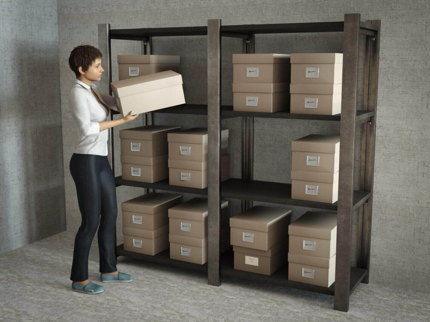 Shelf Unit and Box with G8F Poses - Daz Content by Petege