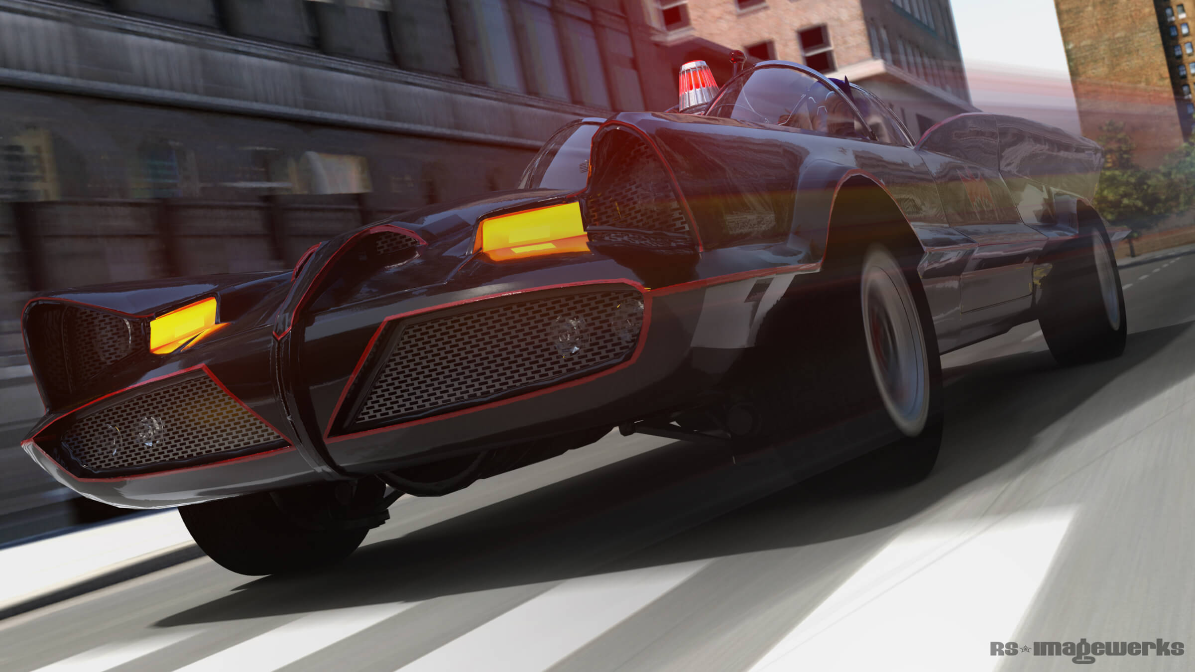 To the Batmobile!! 3D Render, Digital Art by phantom11