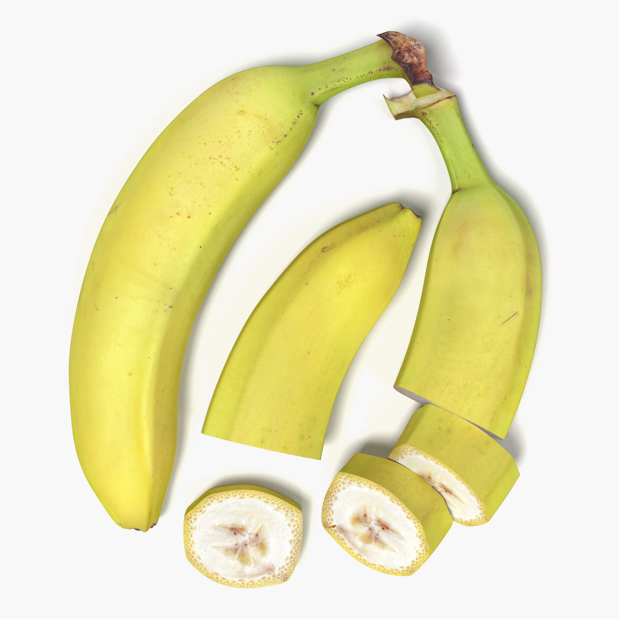 Banana Whole Half and Slices - 3D Model by phenom-arch