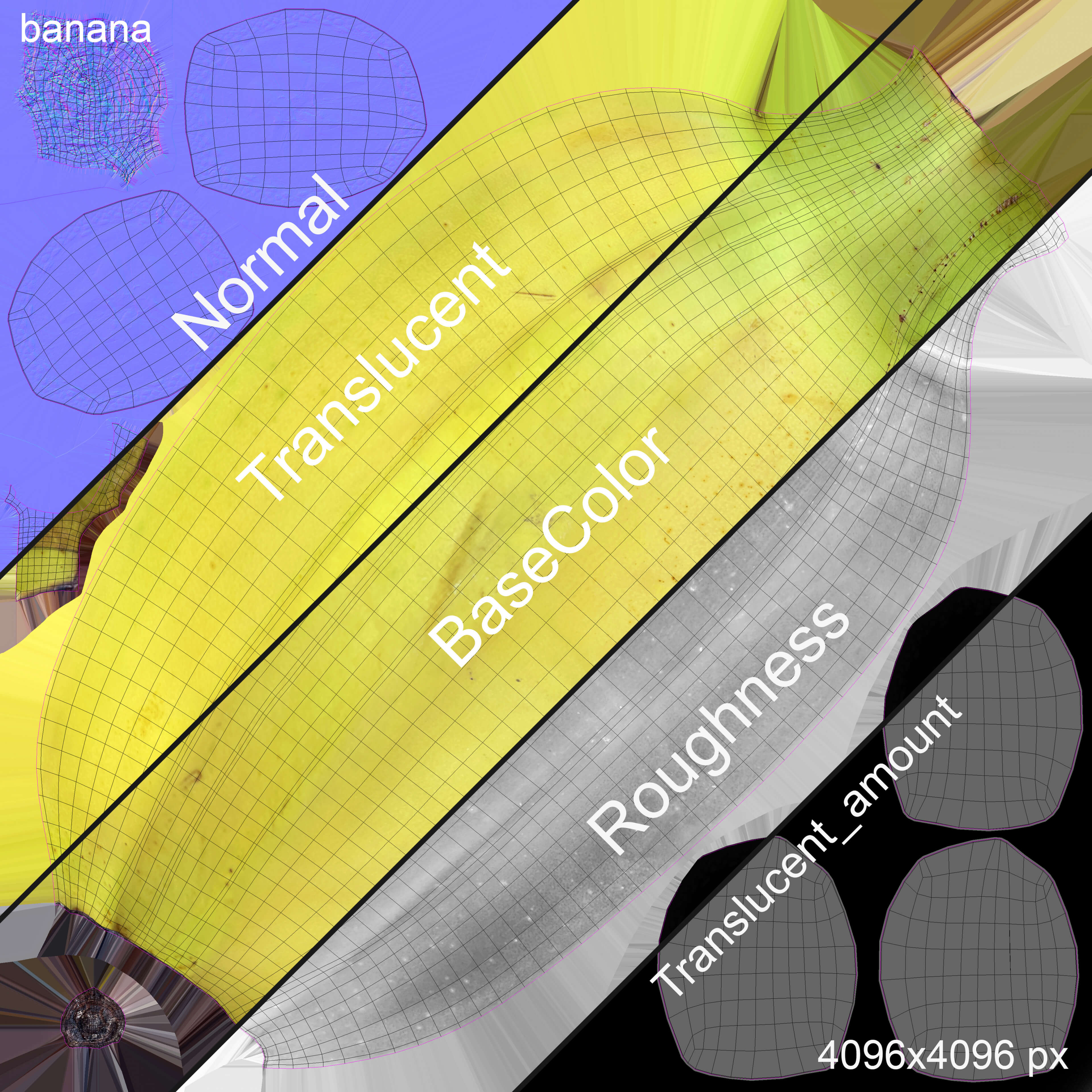 Banana Whole Half and Slices - 3D Model by phenom-arch