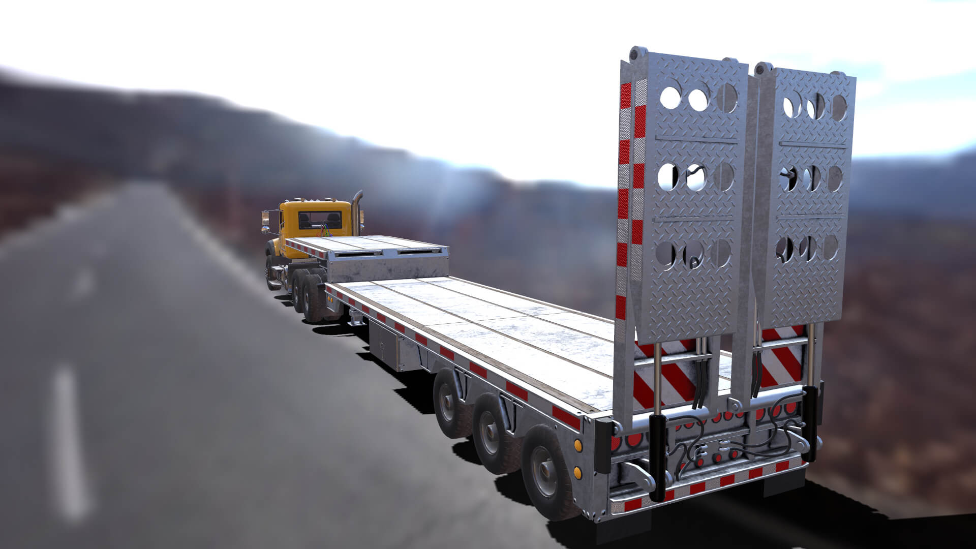 Truck with Step Deck Trailer - 3D Model by PhilRiveraMedia