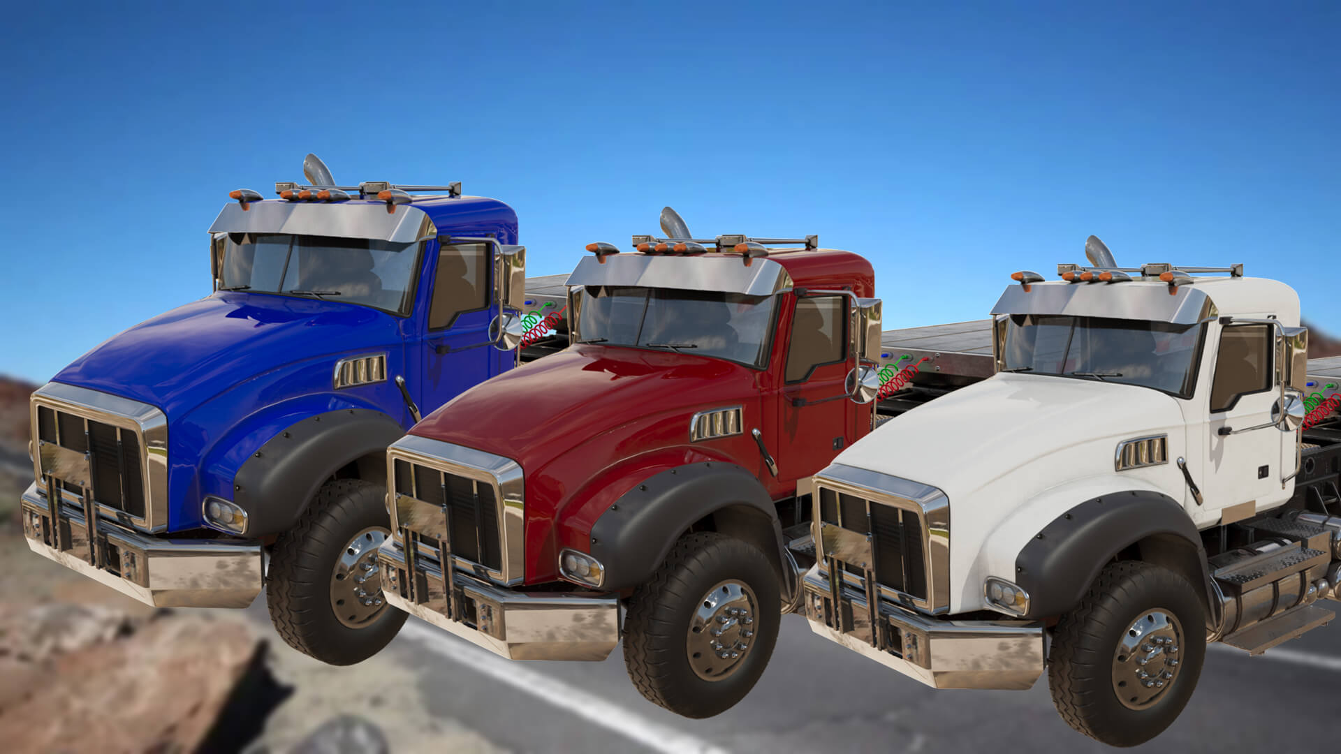 Truck with Step Deck Trailer - 3D Model by PhilRiveraMedia