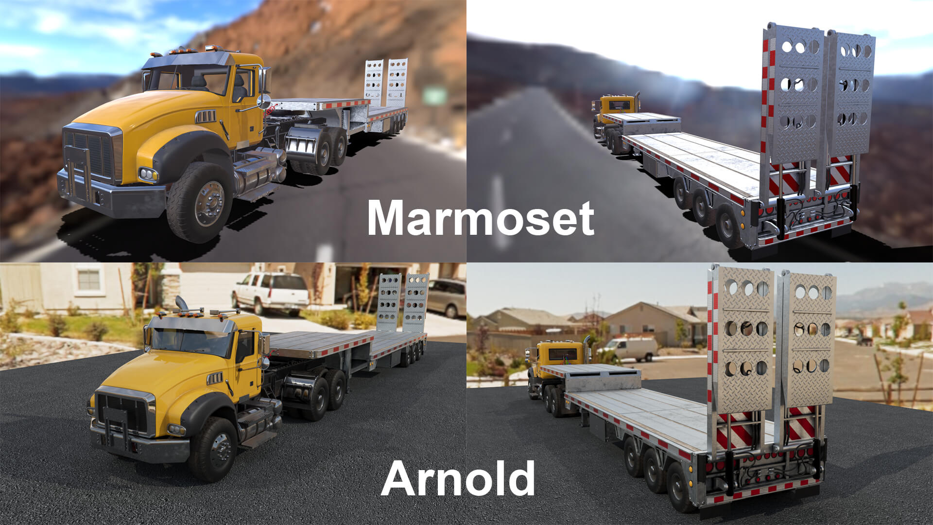 Truck with Step Deck Trailer - 3D Model by PhilRiveraMedia