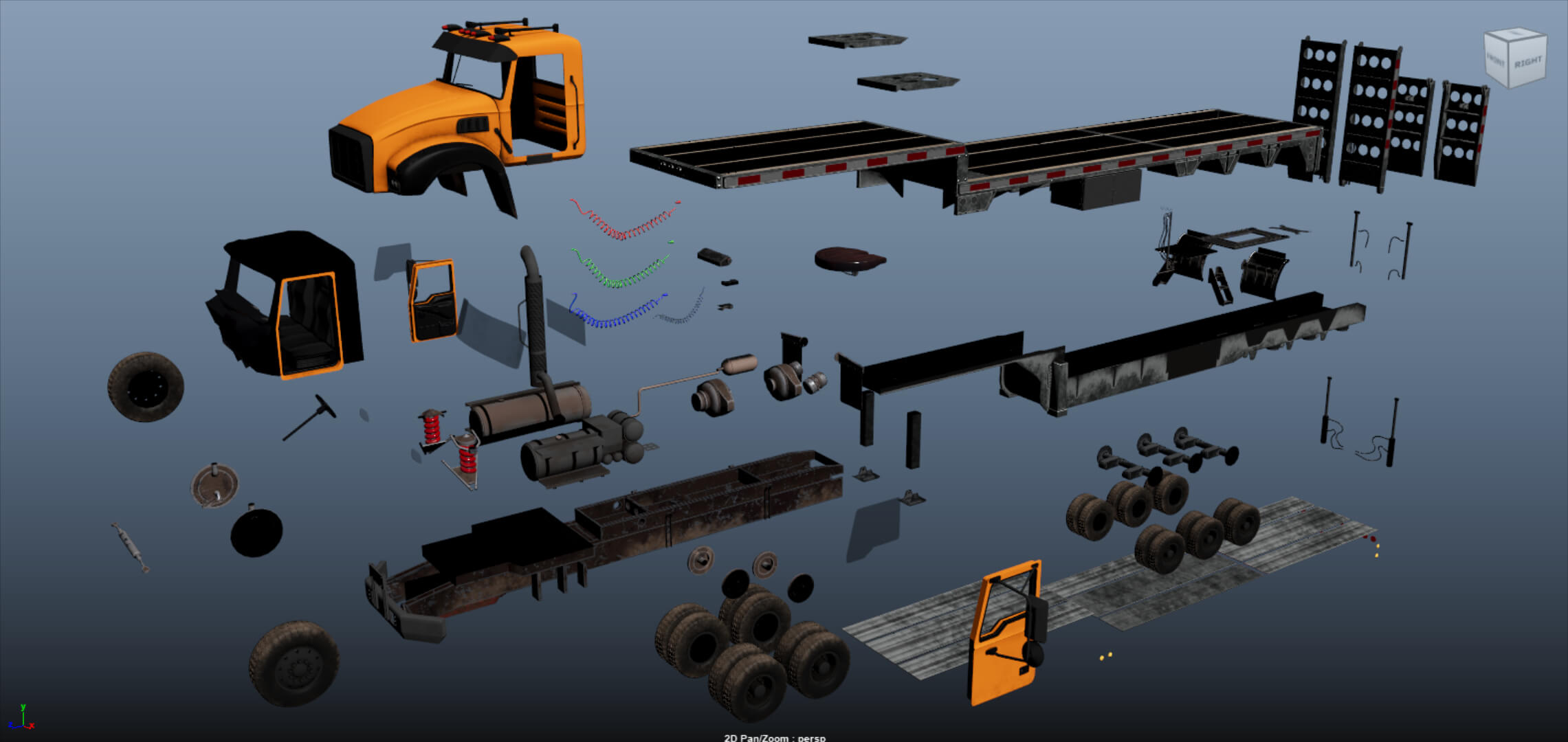 Truck with Step Deck Trailer - 3D Model by PhilRiveraMedia