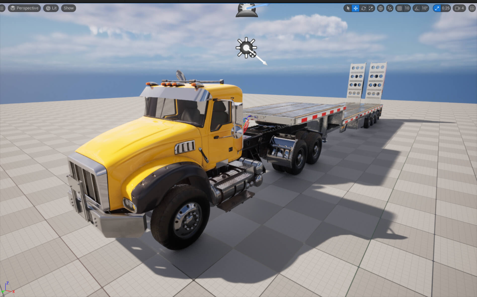 Truck with Step Deck Trailer - 3D Model by PhilRiveraMedia