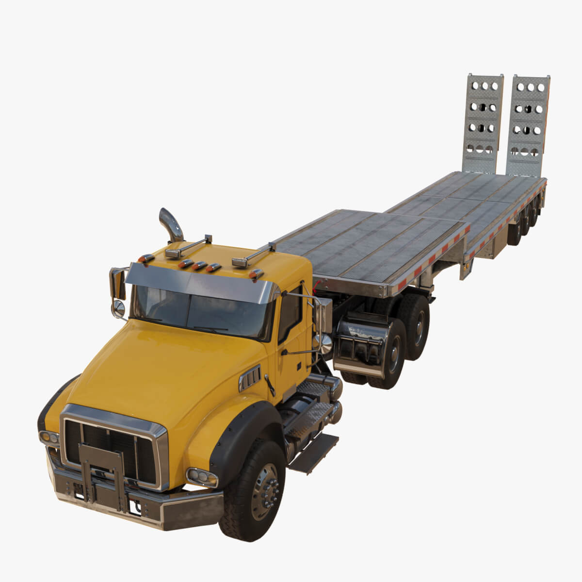 Truck with Step Deck Trailer - 3D Model by PhilRiveraMedia