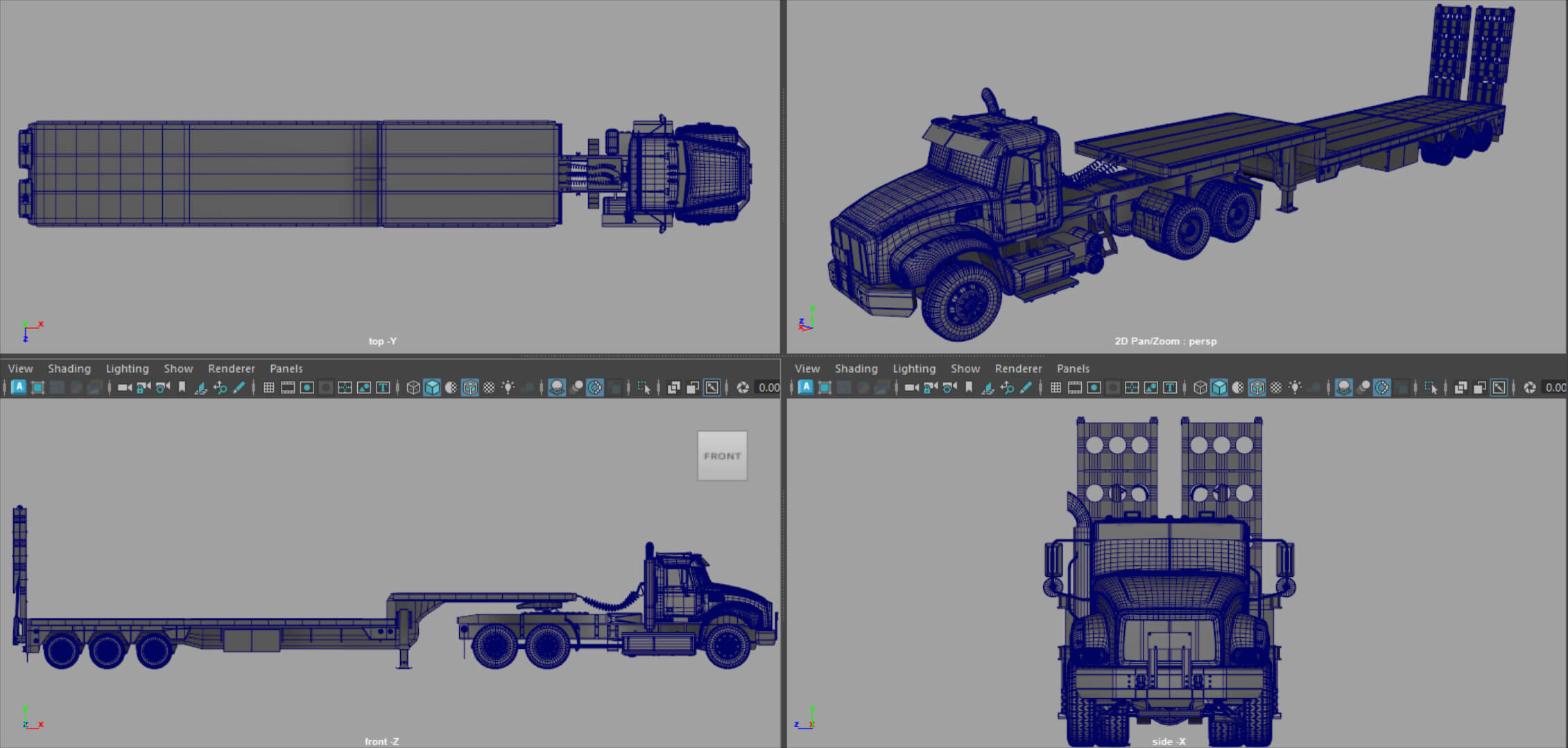 Truck with Step Deck Trailer - 3D Model by PhilRiveraMedia