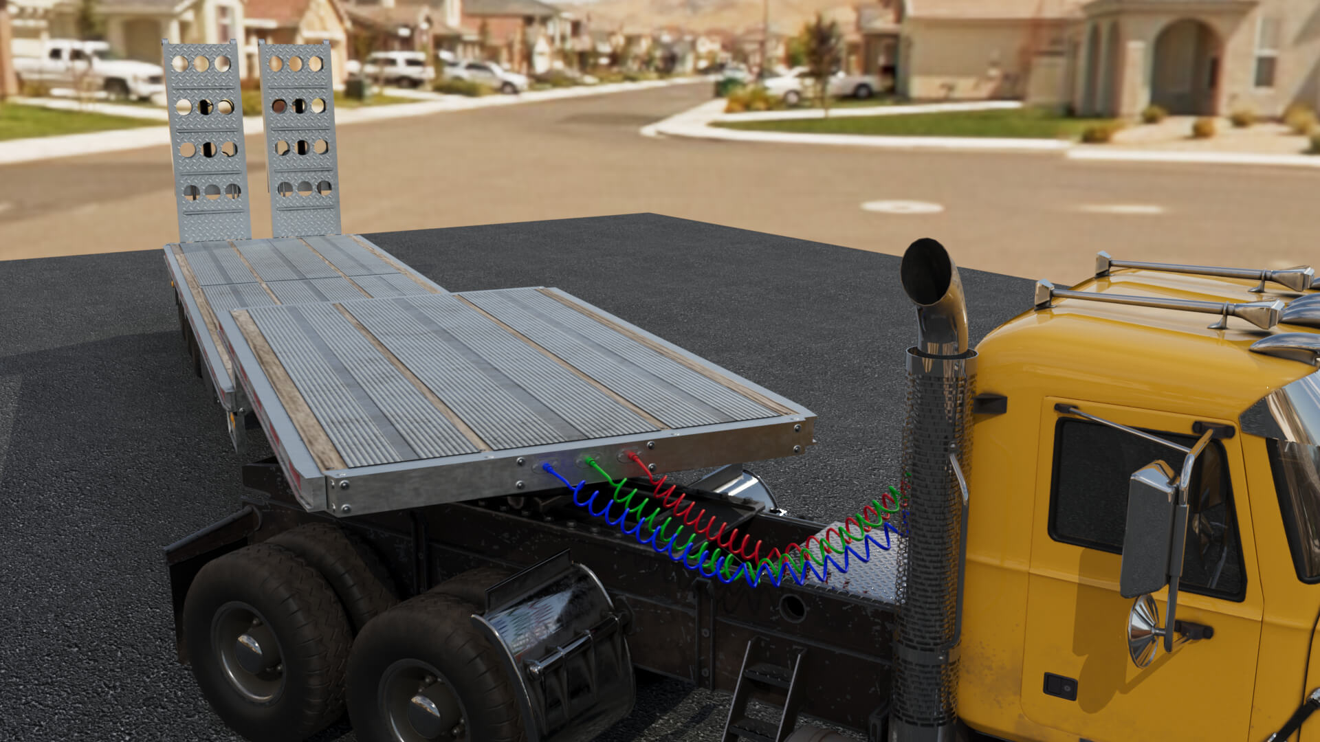Truck with Step Deck Trailer - 3D Model by PhilRiveraMedia