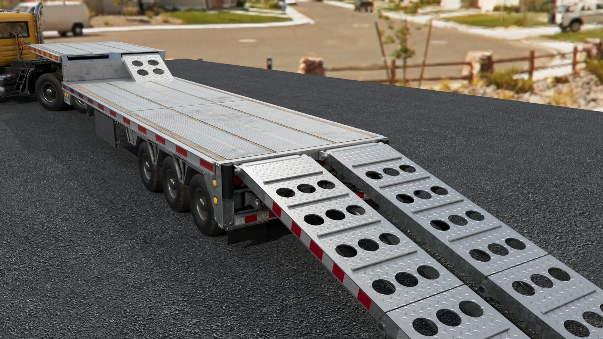 Truck with Step Deck Trailer - 3D Model by PhilRiveraMedia