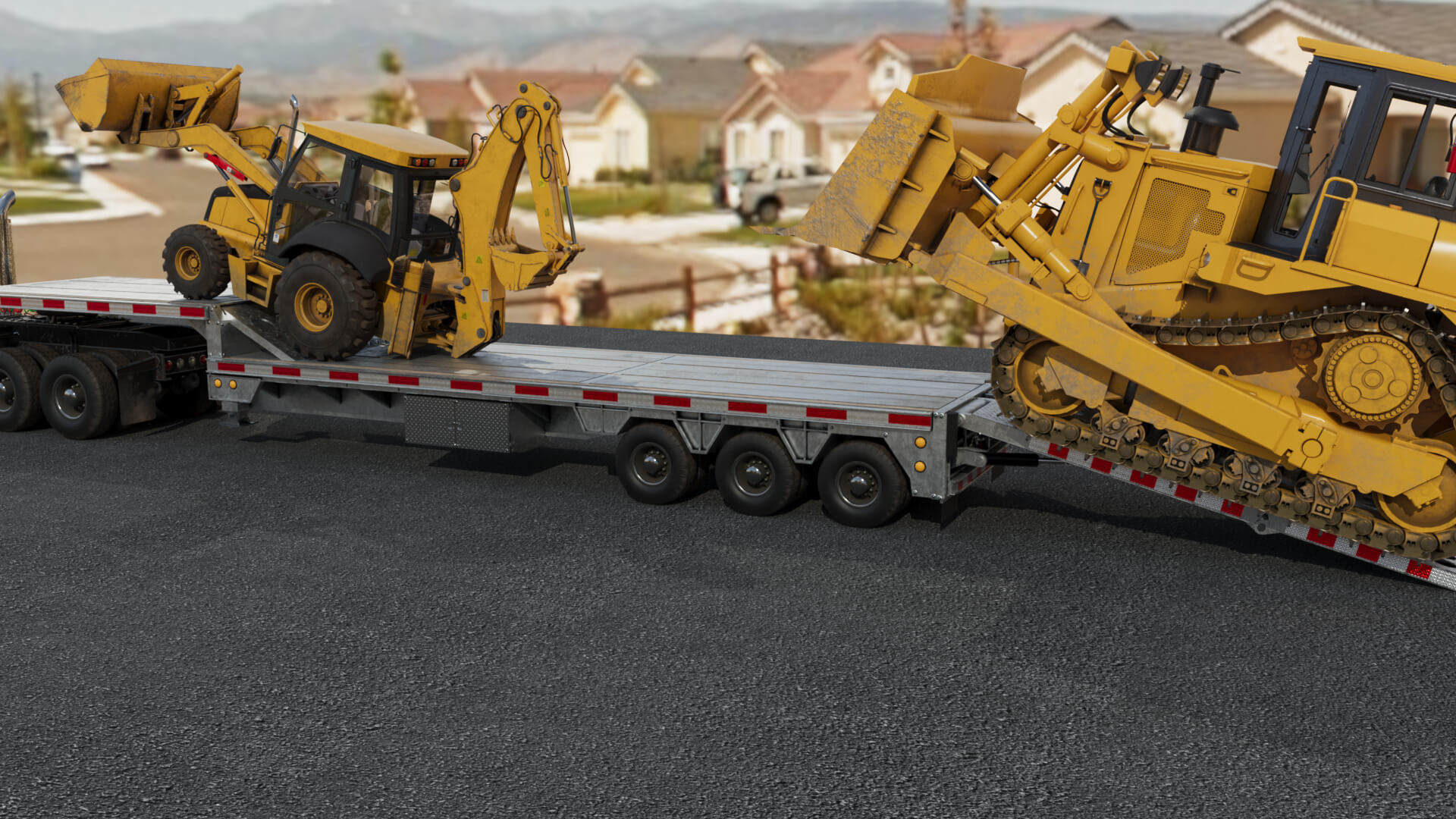 Truck with Step Deck Trailer - 3D Model by PhilRiveraMedia