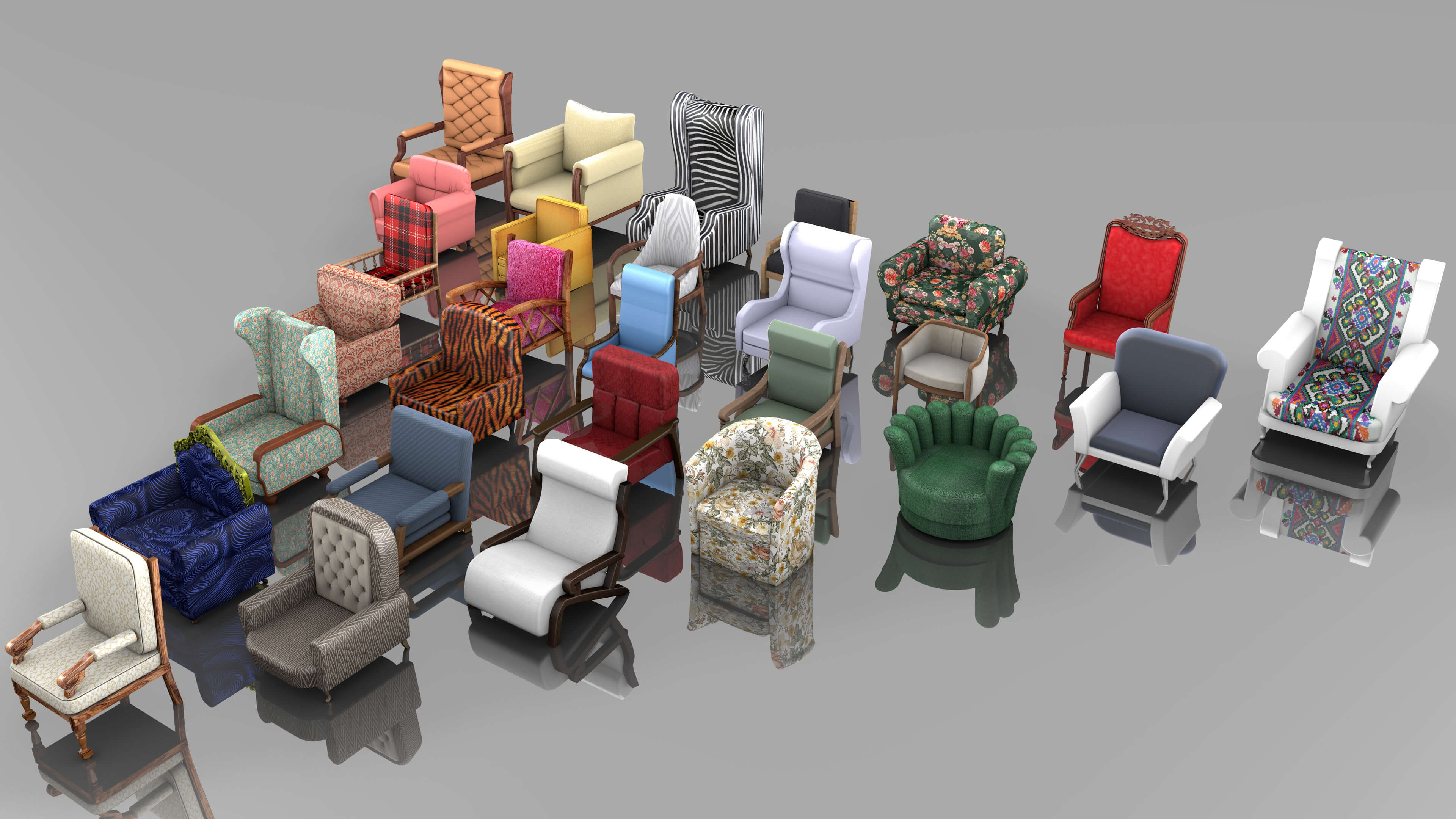 Armchair Collection - 3D Model by Pictorer