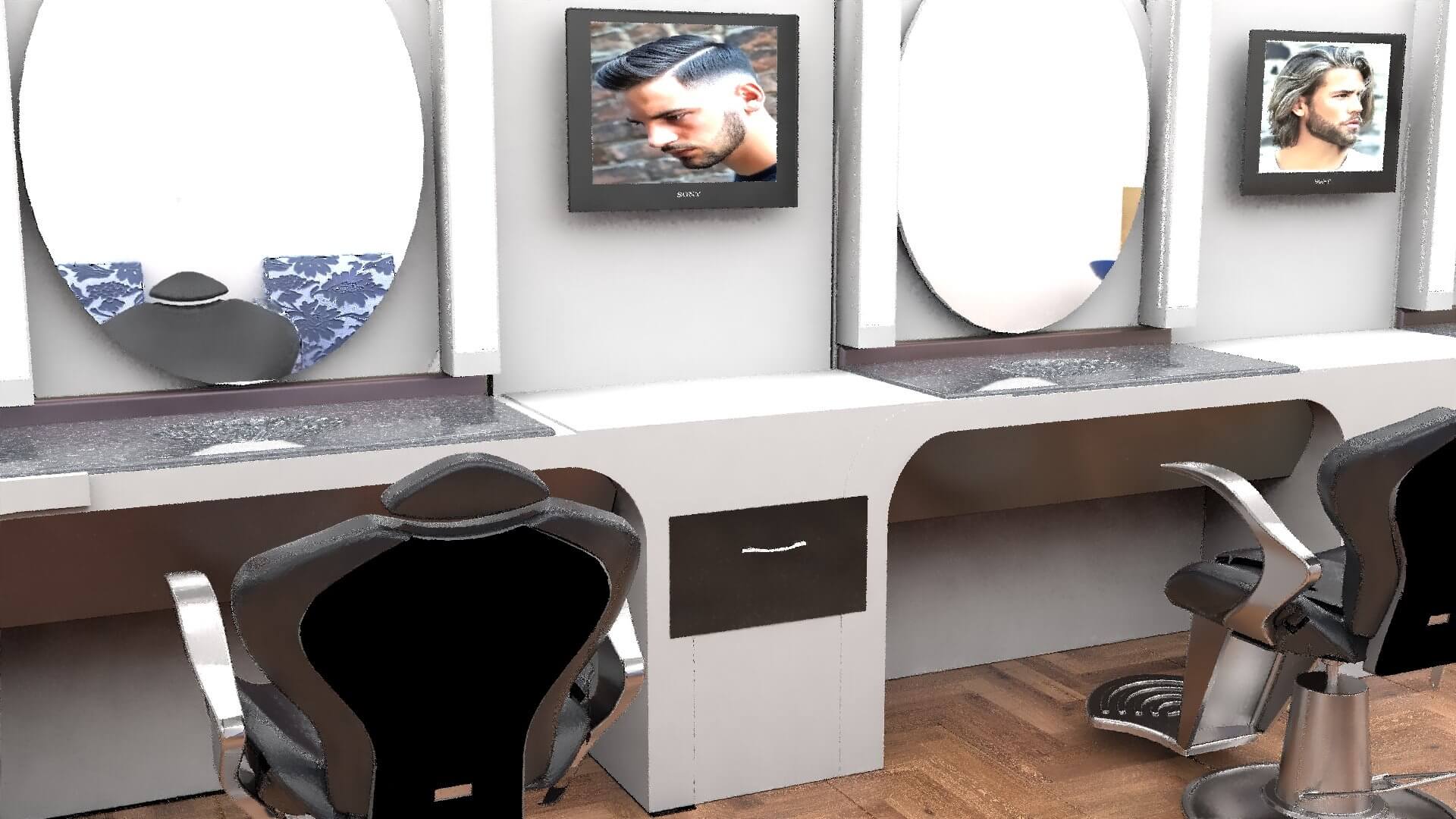 Male Barber Shop - 3D Model by Pictorer