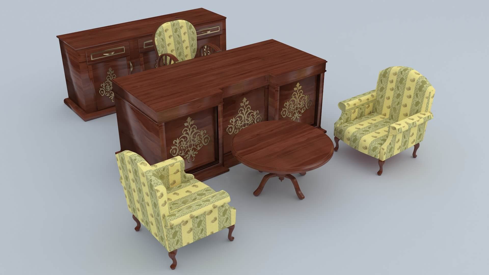 Classic Office Set - 3D Model by Pictorer