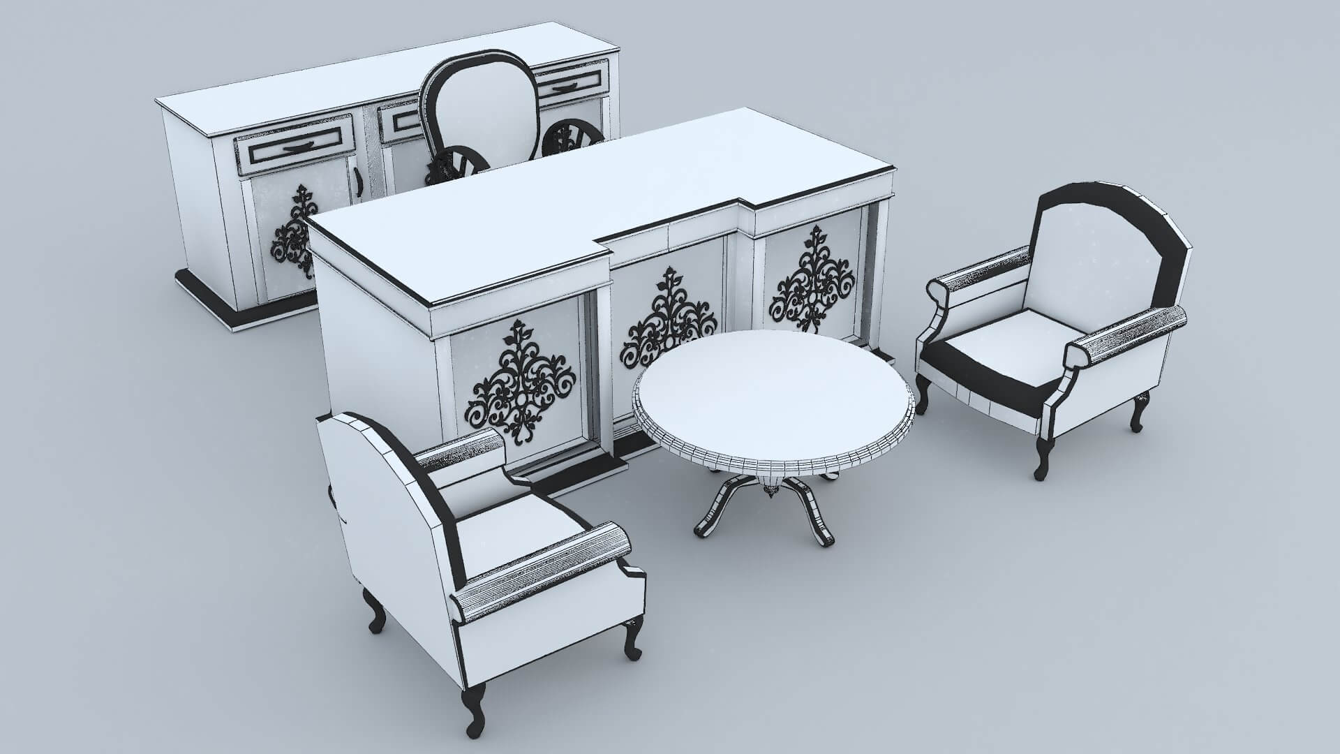 Classic Office Set - 3D Model by Pictorer