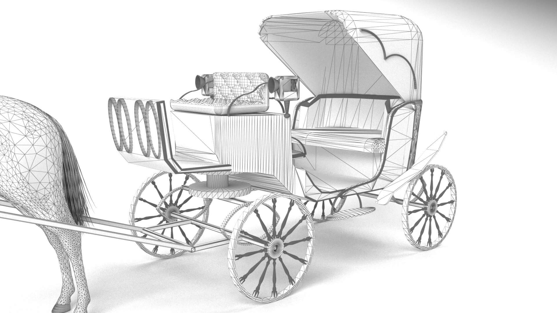 White Horse Coach 4K - 3D Model by Pictorer