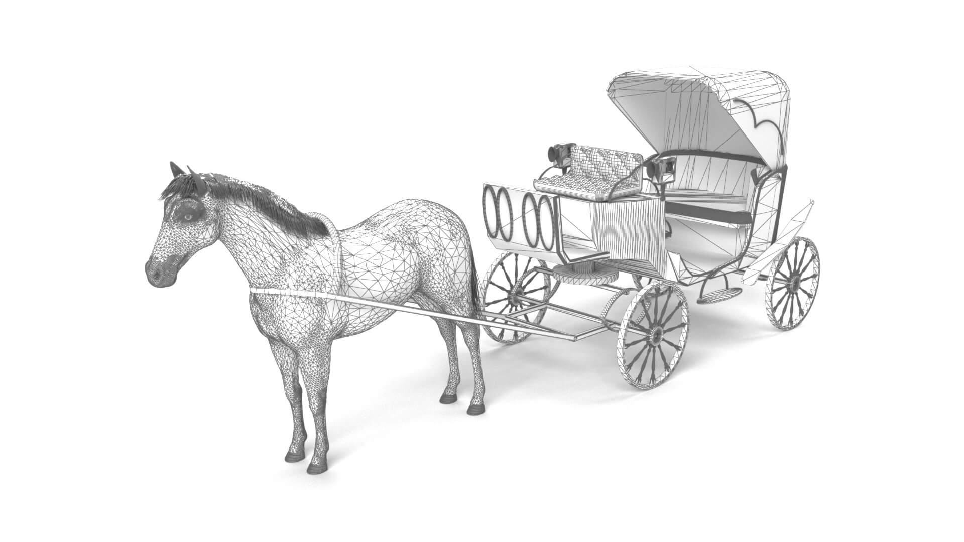 White Horse Coach 4K - 3D Model by Pictorer