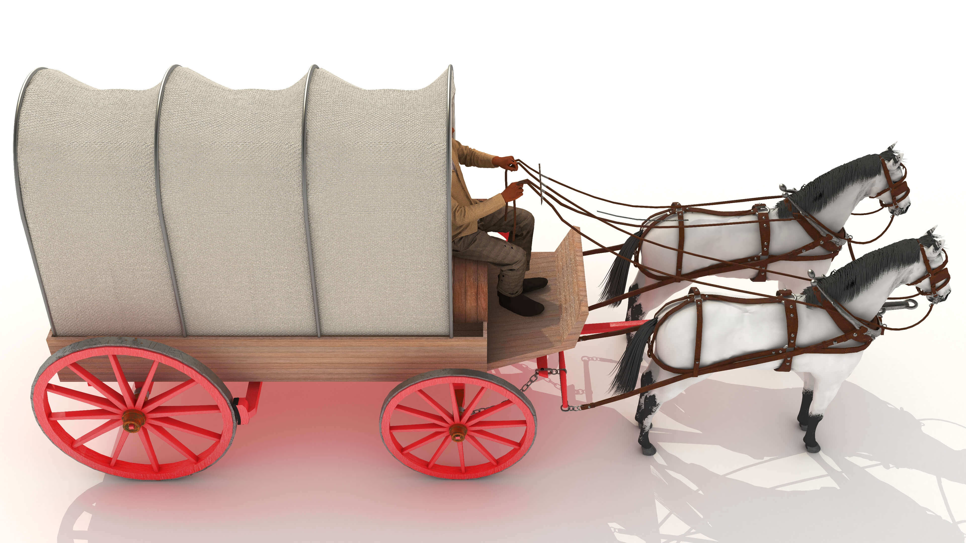 Covered Wagon 2 - 4K 3D Model by Pictorer