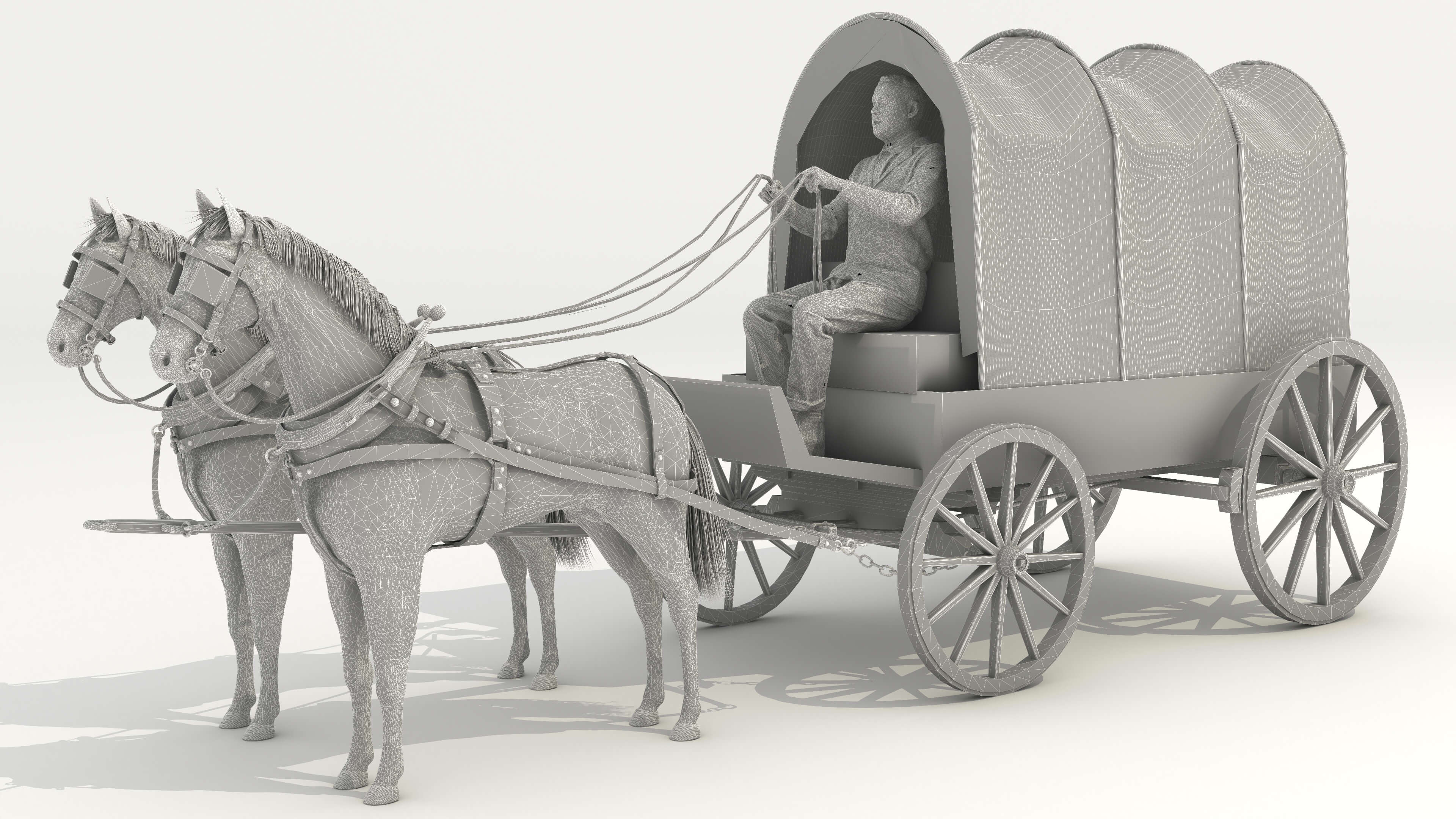 Covered Wagon 2 - 4K 3D Model by Pictorer