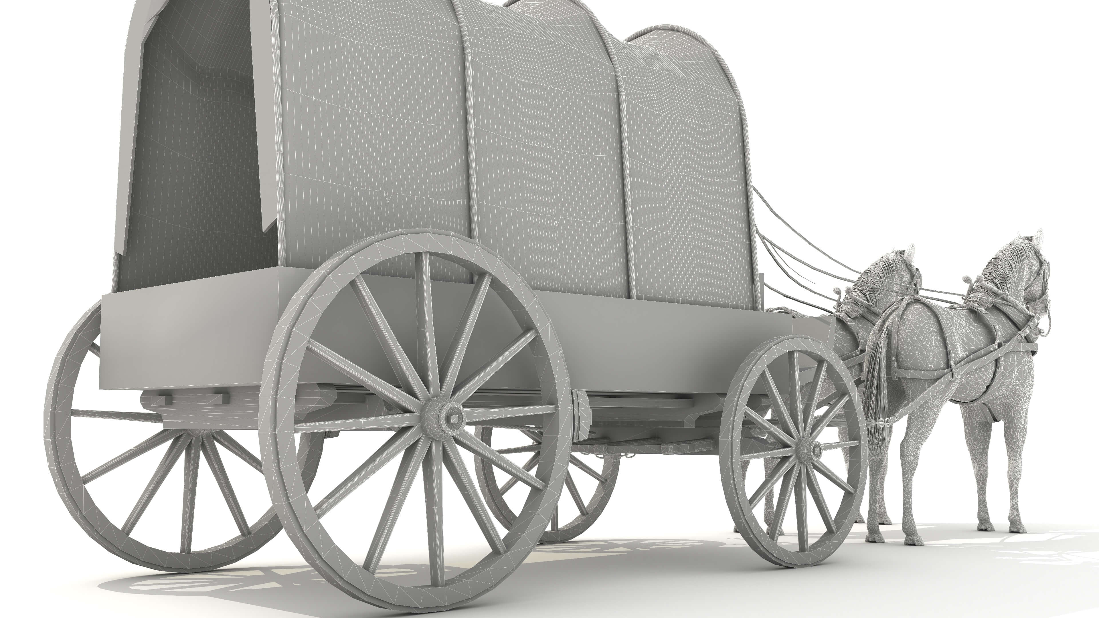 Covered Wagon 2 - 4K 3D Model by Pictorer