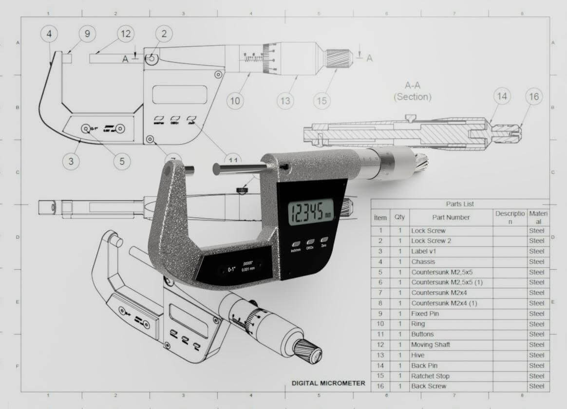 Digital Micrometer - 3D Model by Pictorer