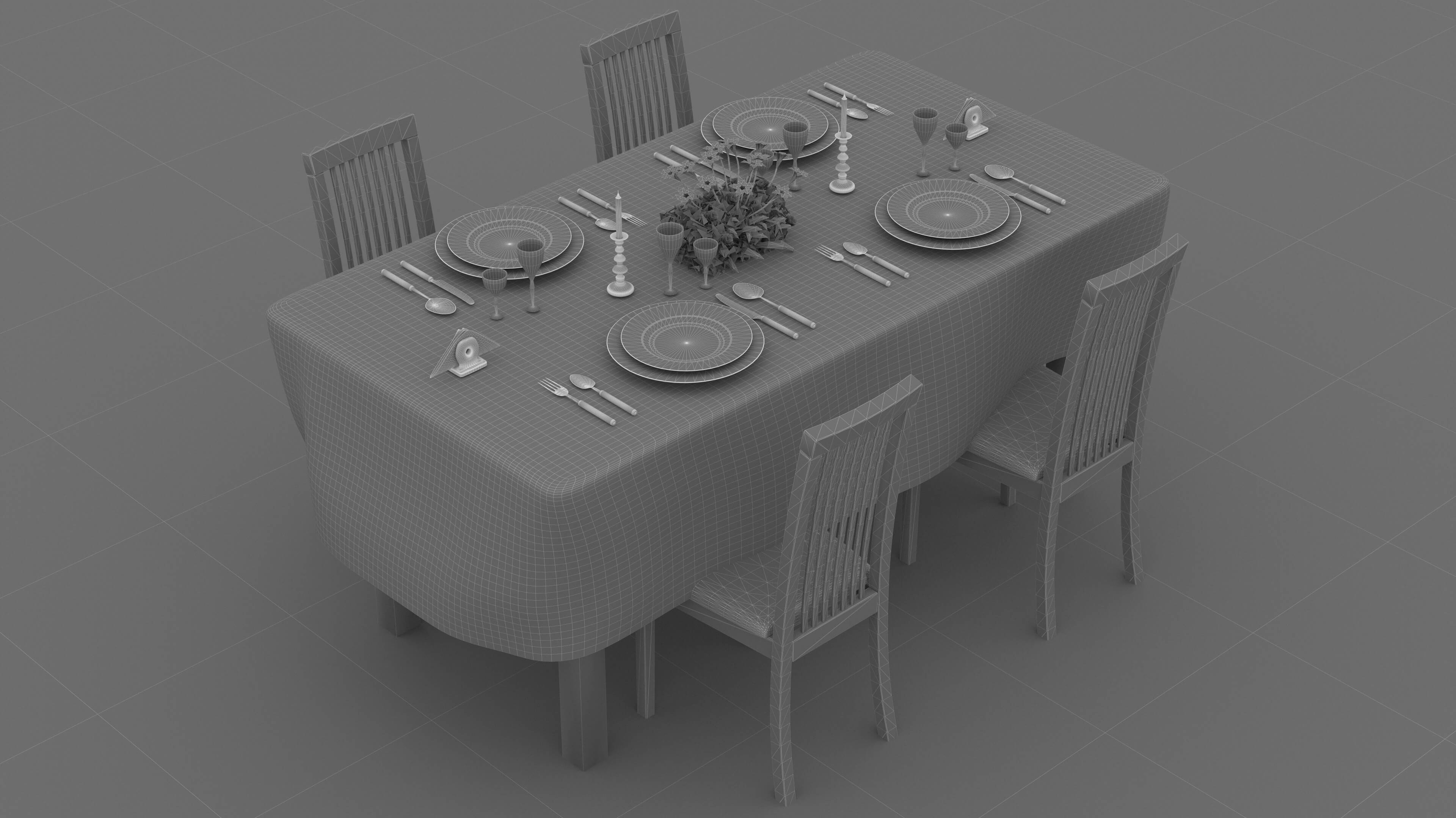 Dinner Table 2 - 8K 3D Model by Pictorer