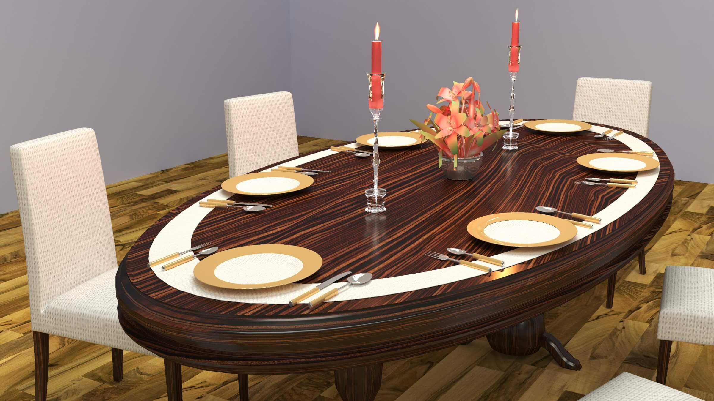 Dinner Table 4K - 3D Model by Pictorer