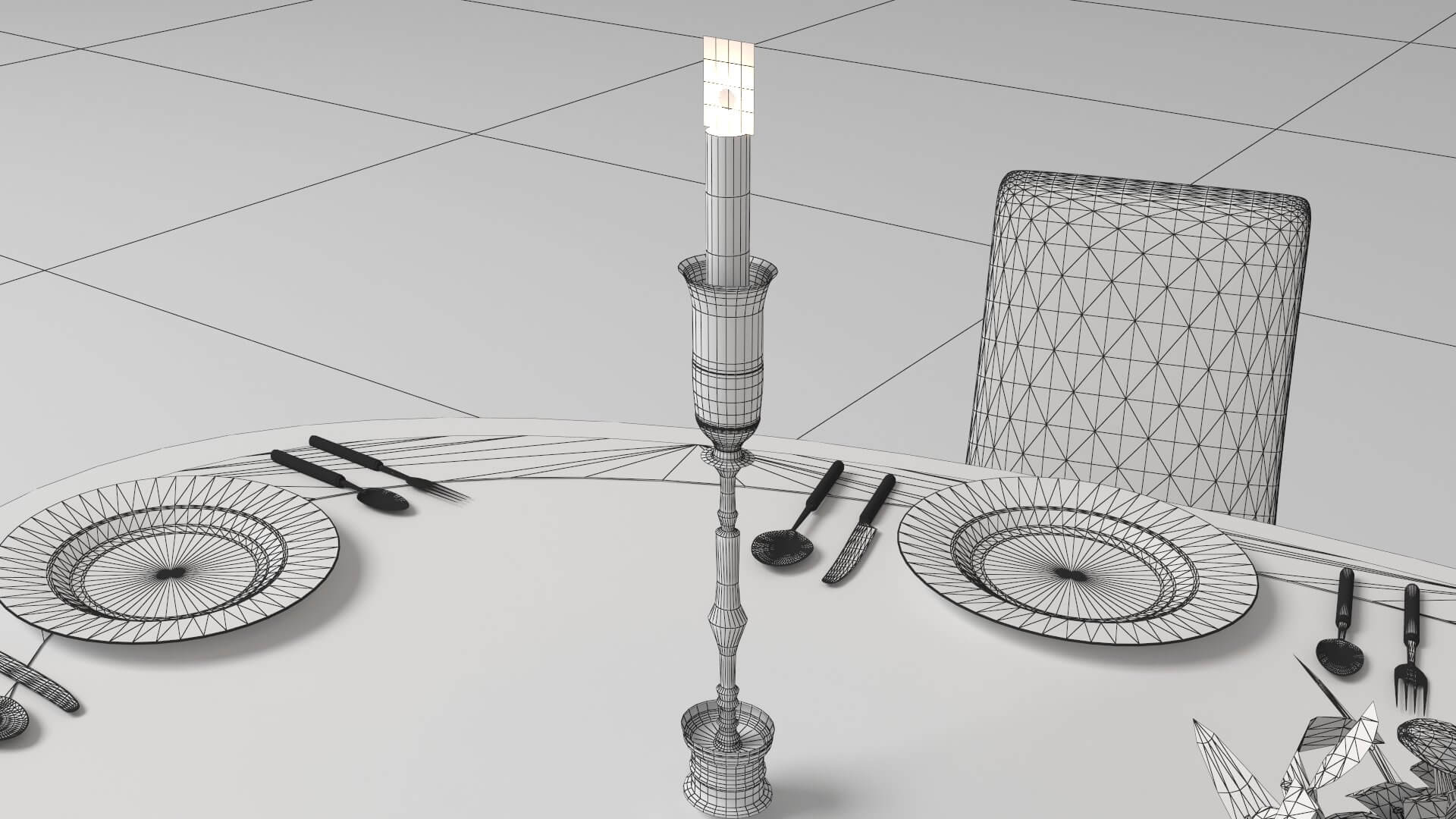 Dinner Table 4K - 3D Model by Pictorer