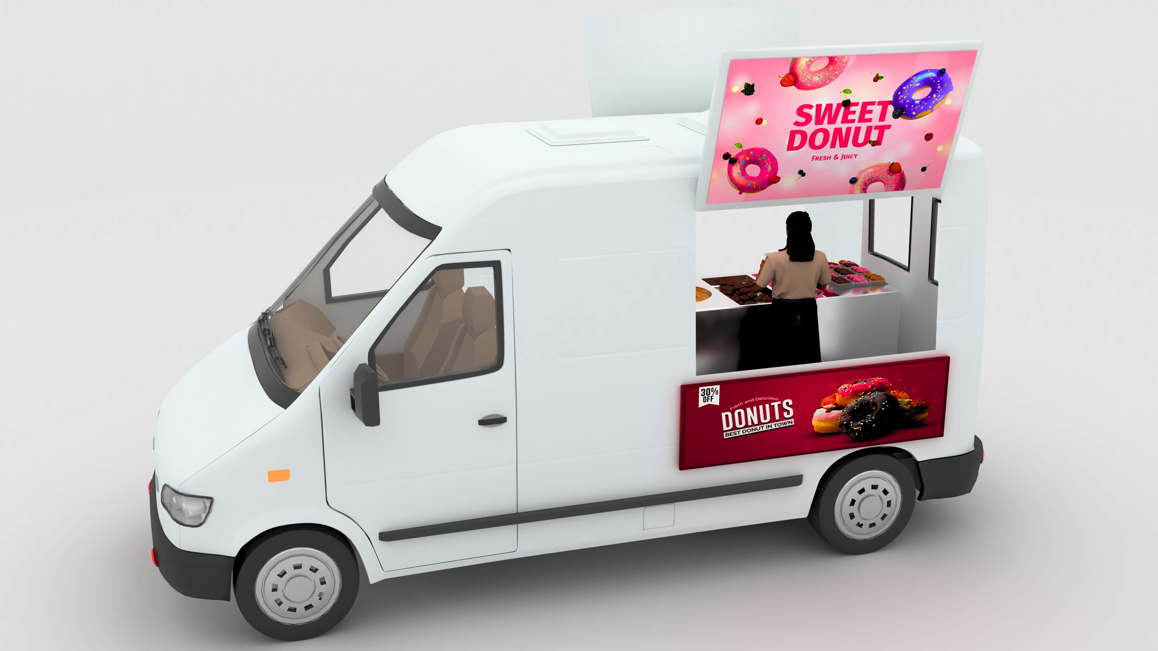 Donut Truck 4K - 3D Model by Pictorer