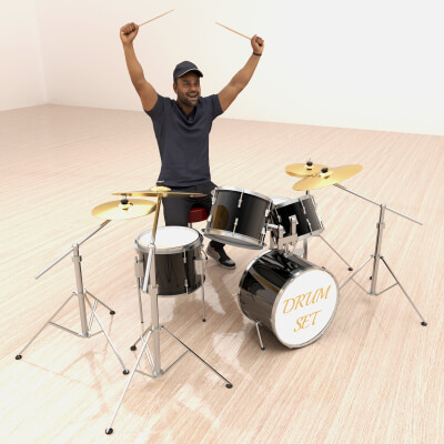 Drummer Musician 4K - 3D Model by Pictorer
