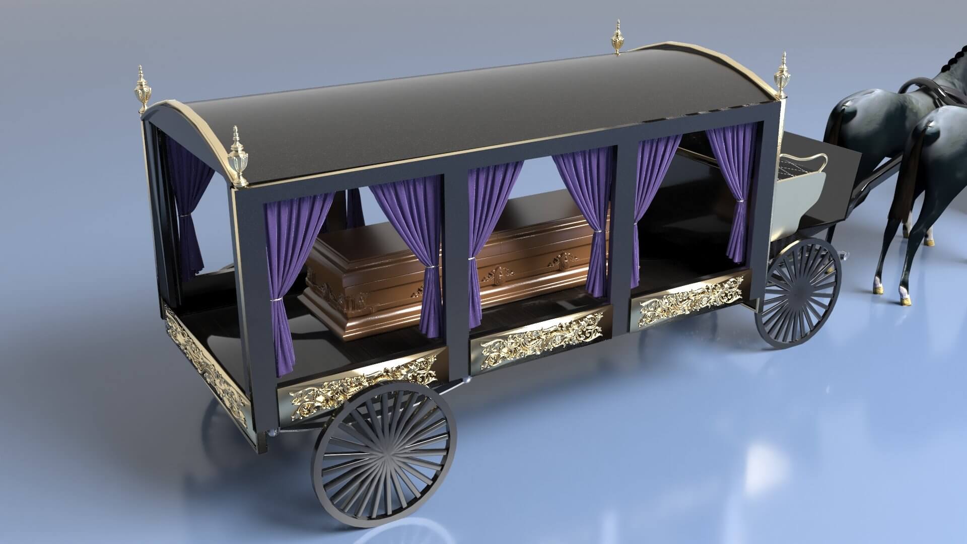 Funeral Carriage - 3D Model by Pictorer
