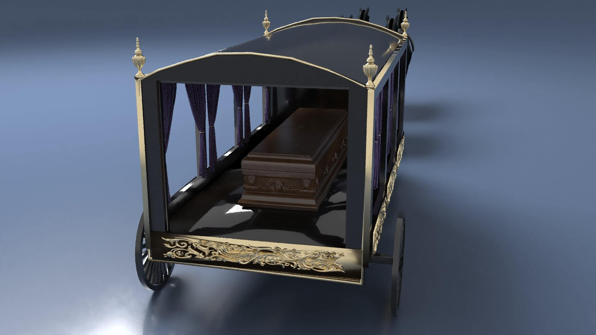 Funeral Carriage - 3D Model by Pictorer