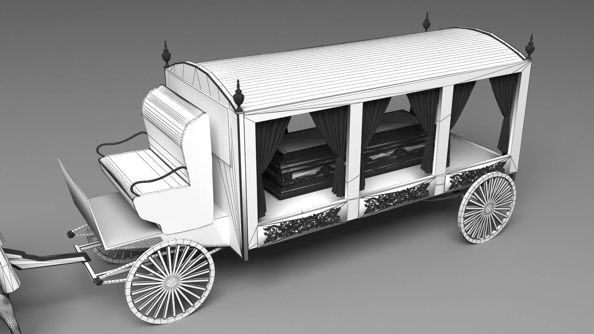 Funeral Carriage - 3D Model by Pictorer