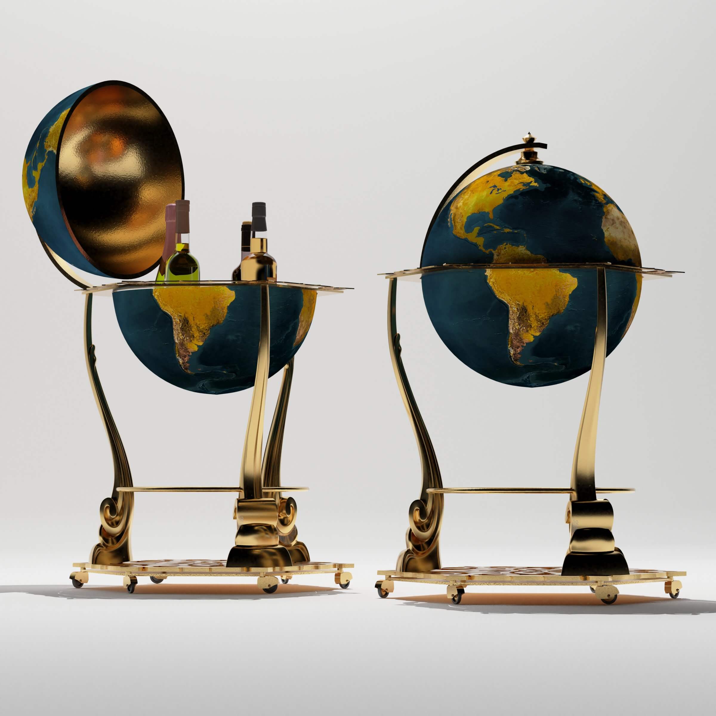 Globe Trolley 4K - 3D Model by Pictorer