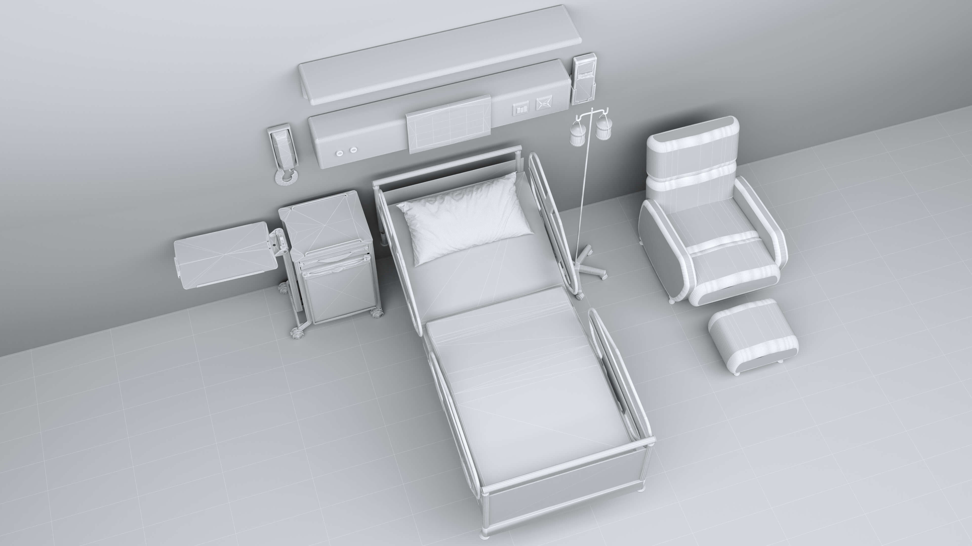 Hospital Room 10 - 8K 3D Model by Pictorer
