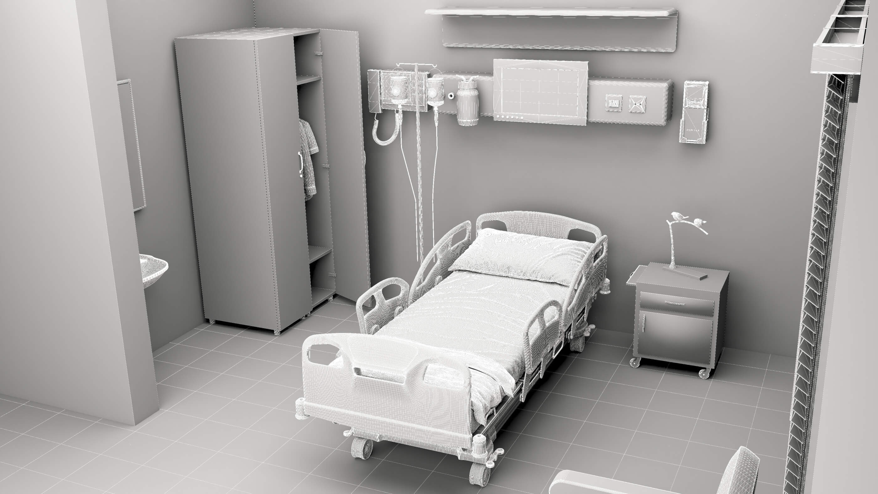 Hospital Room 5 - 4K 3D Model by Pictorer